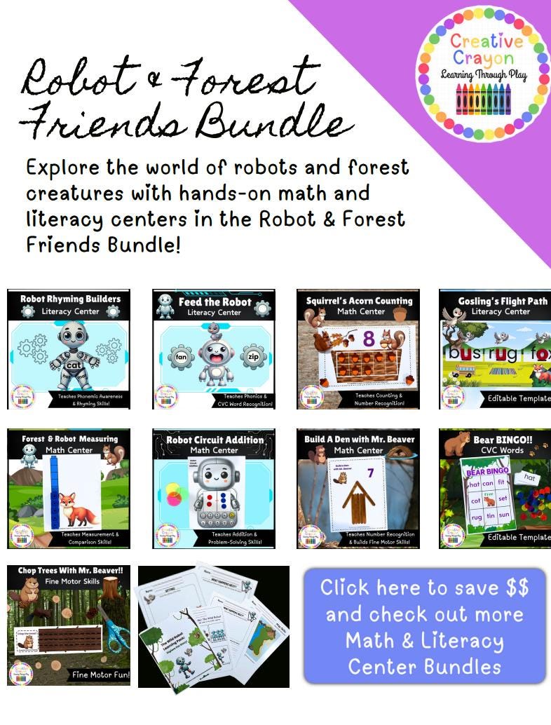 The Wild Robot Inspired: Math & Literacy bundle - Etsy