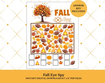 Fall Eye Spy Activity: Kids Printable Worksheet (PDF Download) - Etsy