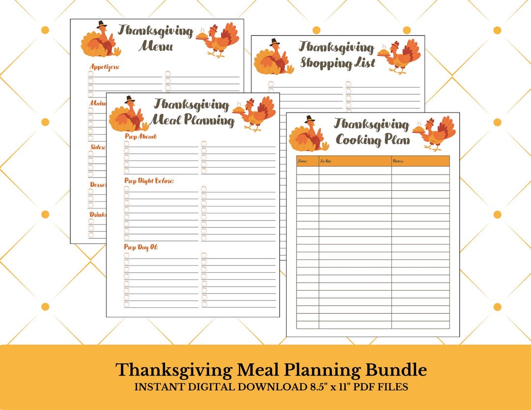 Thanksgiving Meal Planning Bundle: Menu, Grocery, Cooking (PDF) - Etsy