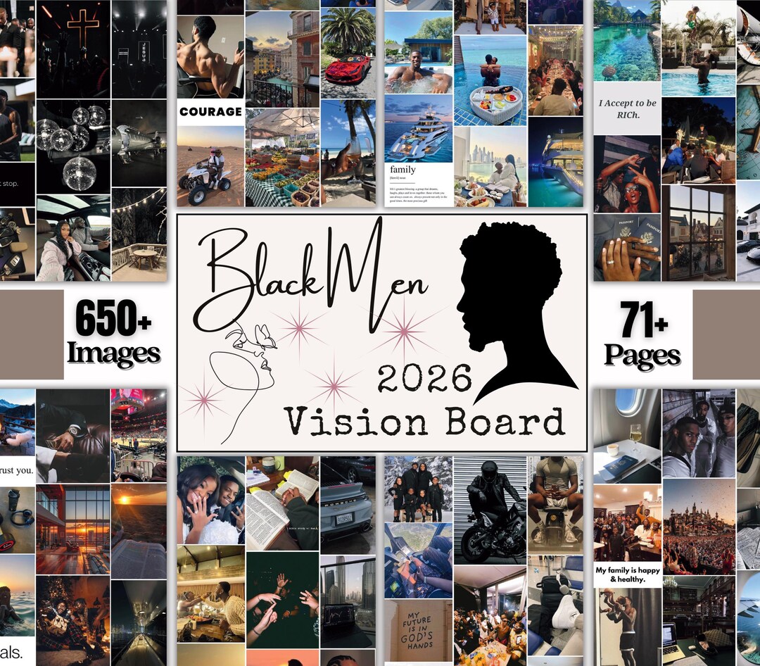 Black Men Vision Board Kit | Manifest Success, Wealth, Power Purpose ...