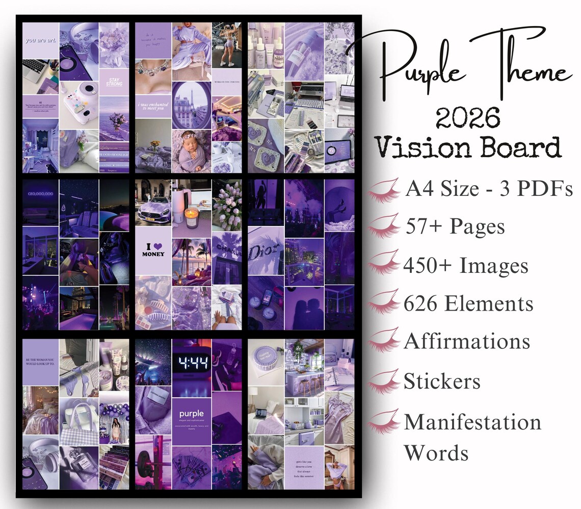 Purple Aesthetic Vision Board Kit | Manifest Your Dream Life With Royal ...