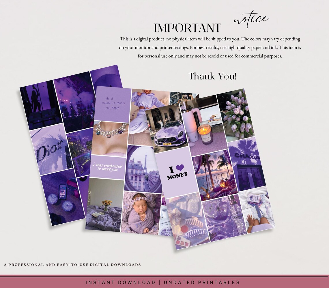 Purple Aesthetic Vision Board Kit | Manifest Your Dream Life With Royal ...