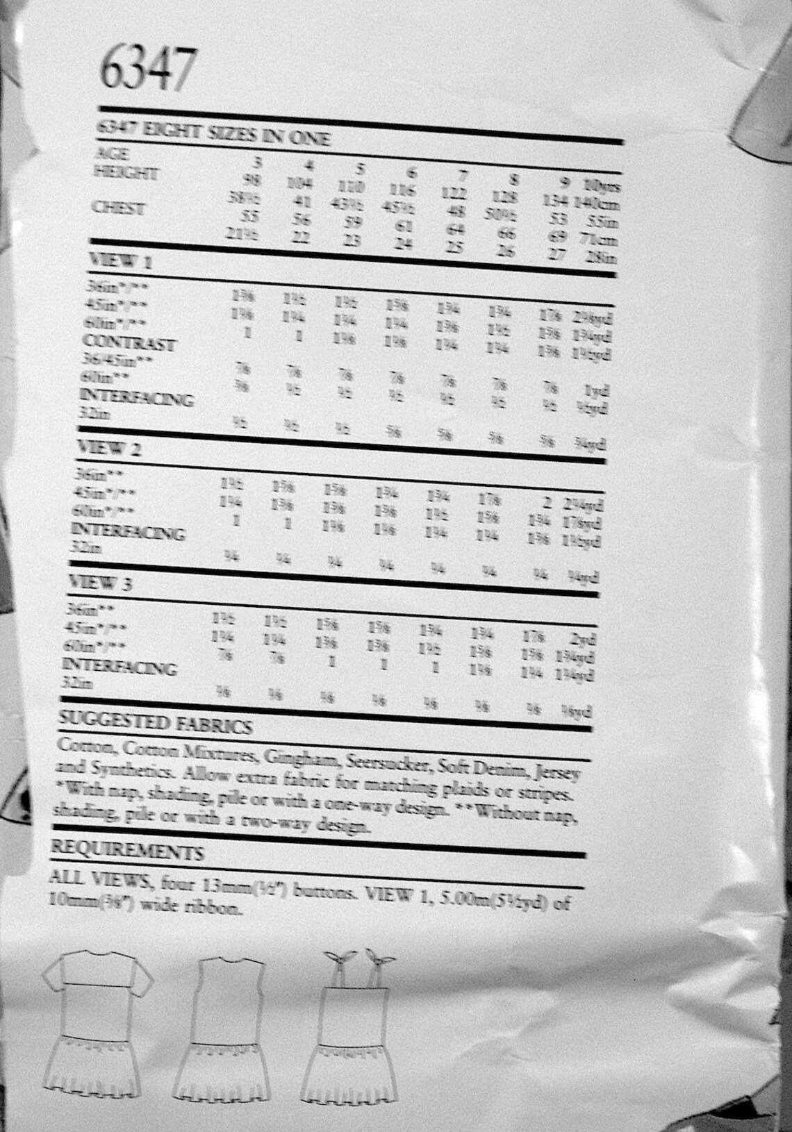 Sewing Pattern Vintage 1980s NEW LOOK 6347 Girls' Sizes - Etsy