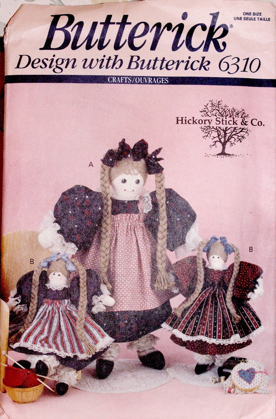 BUTTERICK # 6310 Beth & Jennifer 14" and 24" Soft Sculpture Dolls ...