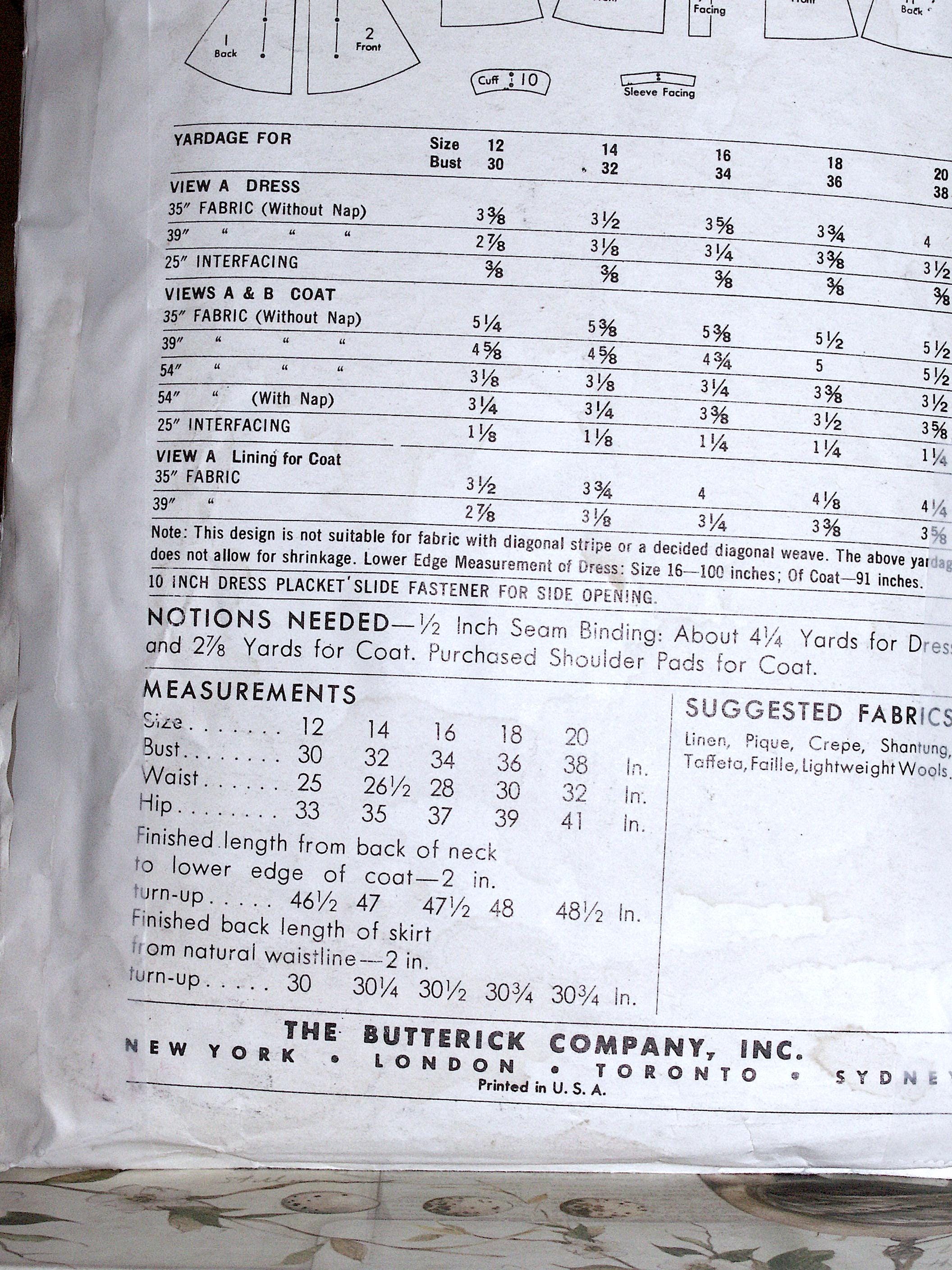 Vintage Butterick Pattern 6130 Size 16 Misses Dress and Redingote ...