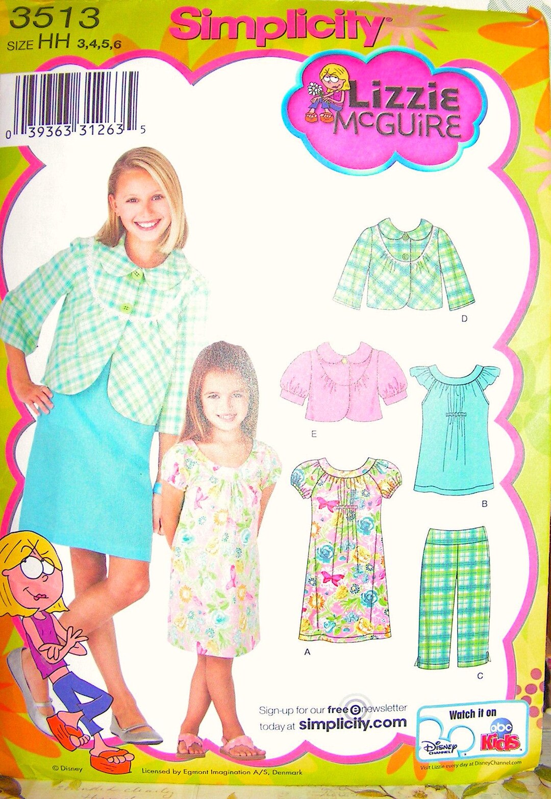 Simplicity Pattern 3513 Child's Girls Jacket, Dress, Top, Capri Pants ...