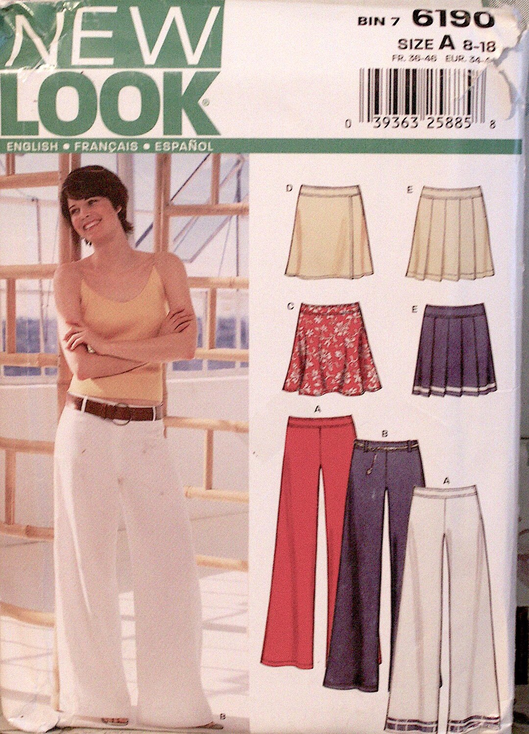 Sewing Pattern Vintage 1980s NEW LOOK # 6190 Misses Pants & Skirts ...