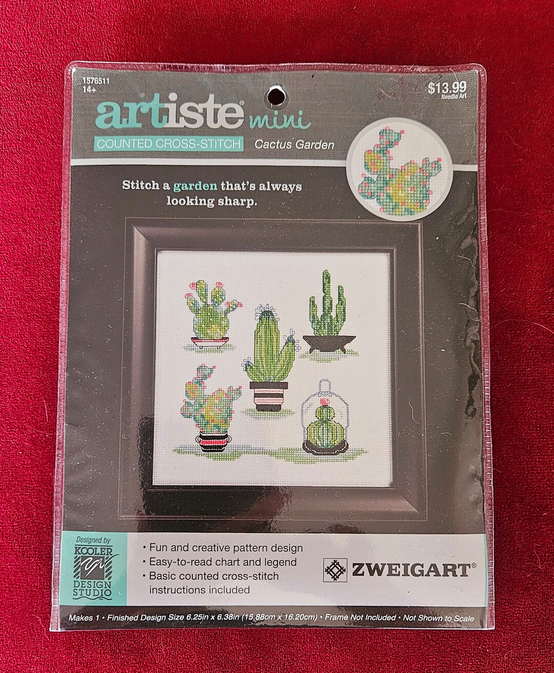 Zweigart Artiste Mini Counted Cross Stitch Kit, Cactus Carden ...
