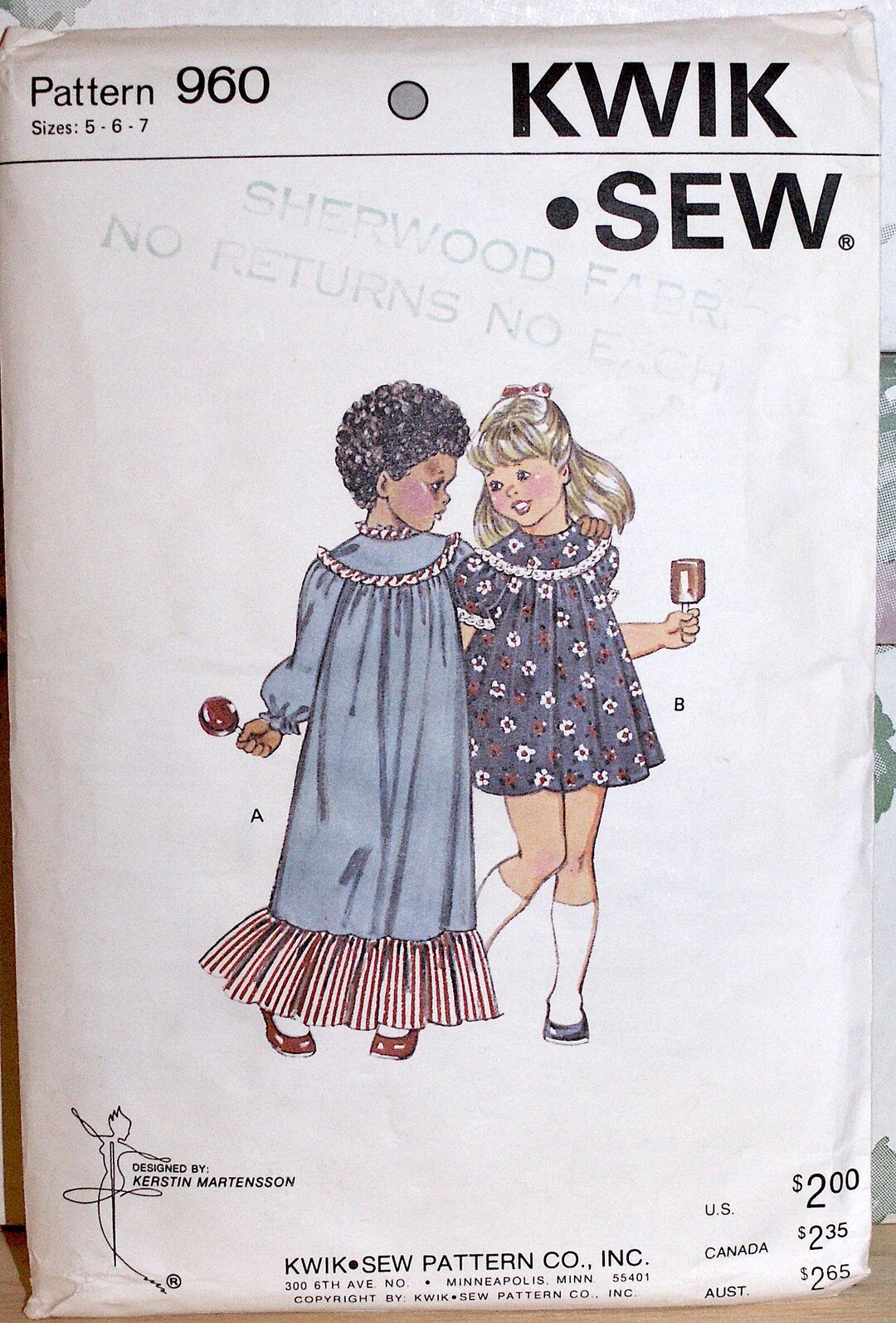 Sewing Pattern KWIK SEW 960 GIRLS Dresses Size 5 6 7 Designer Kerstin ...