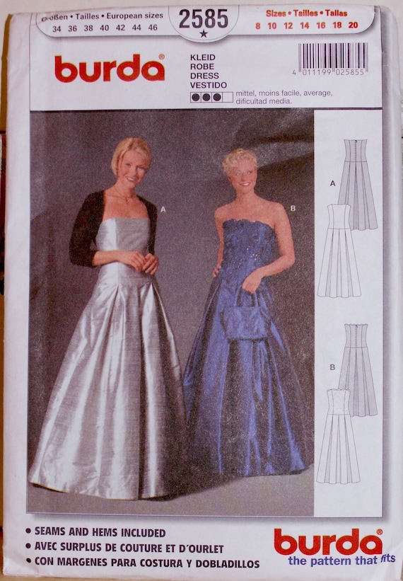 Burda 2585 Long Designer Gown Pattern Sewing Pattern Wedding | Etsy