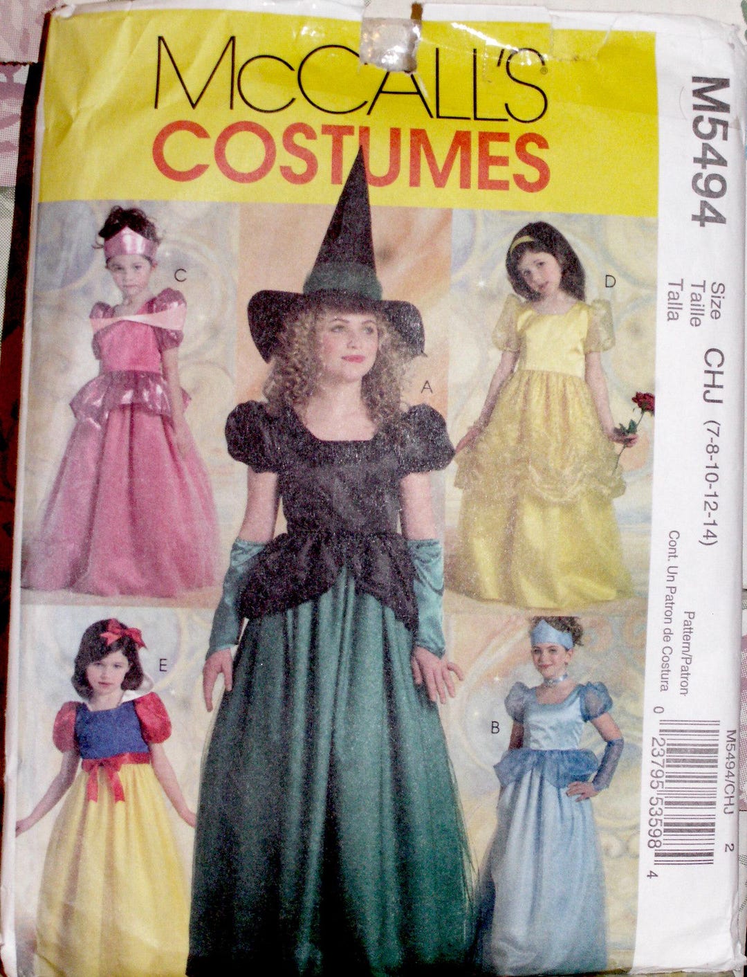 Halloween Sewing Pattern Mccalls M5494 Girls Witch, Princess Snow White ...
