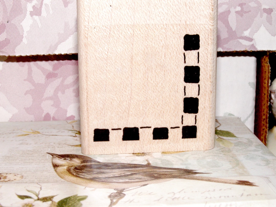 Wood Rubber Stamp Page Corner Squares Valentine's Day Stamp Birthday ...