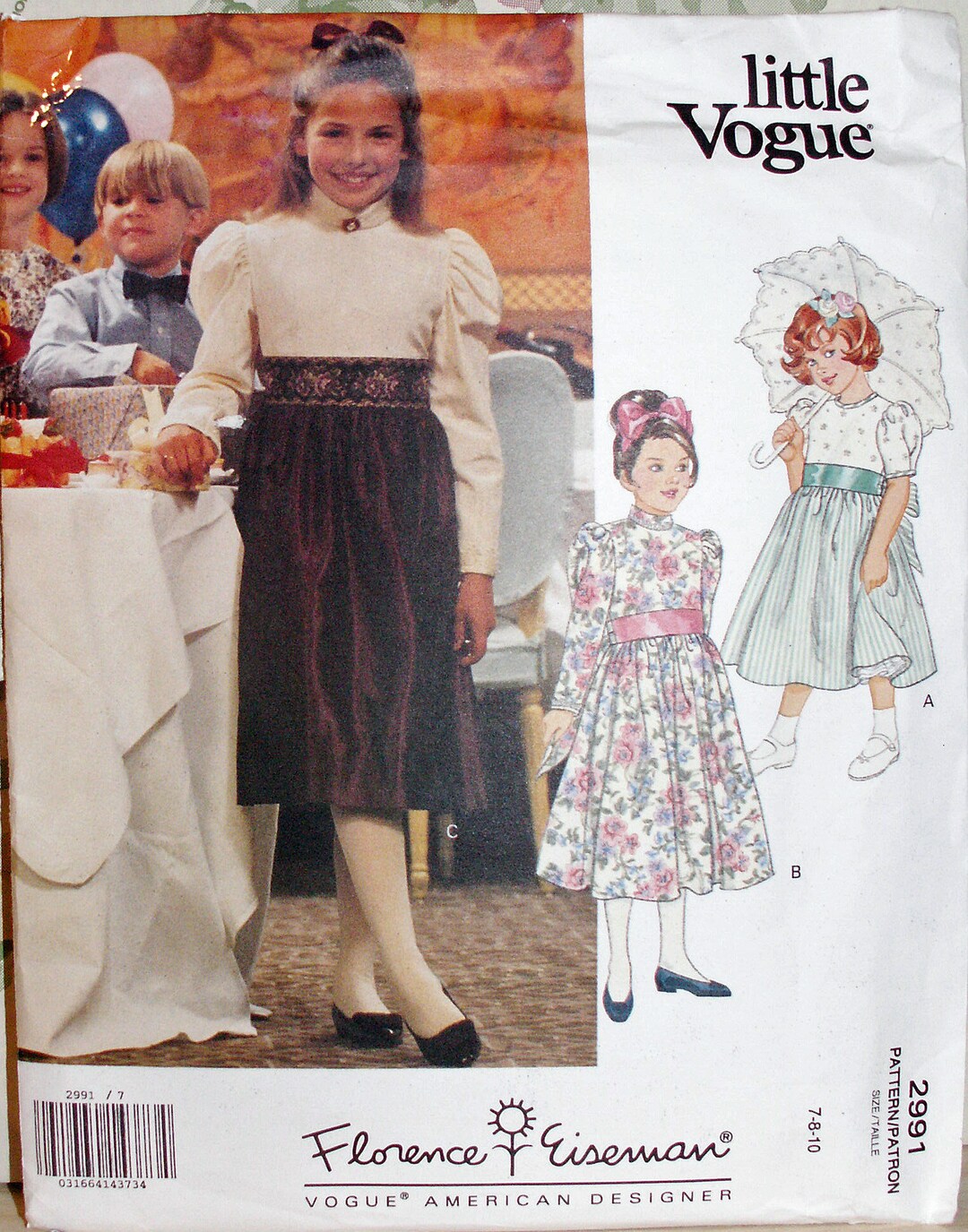 Vintage Sewing Pattern Little Vogue 2991 Girl's Sz 7-8-10 American ...