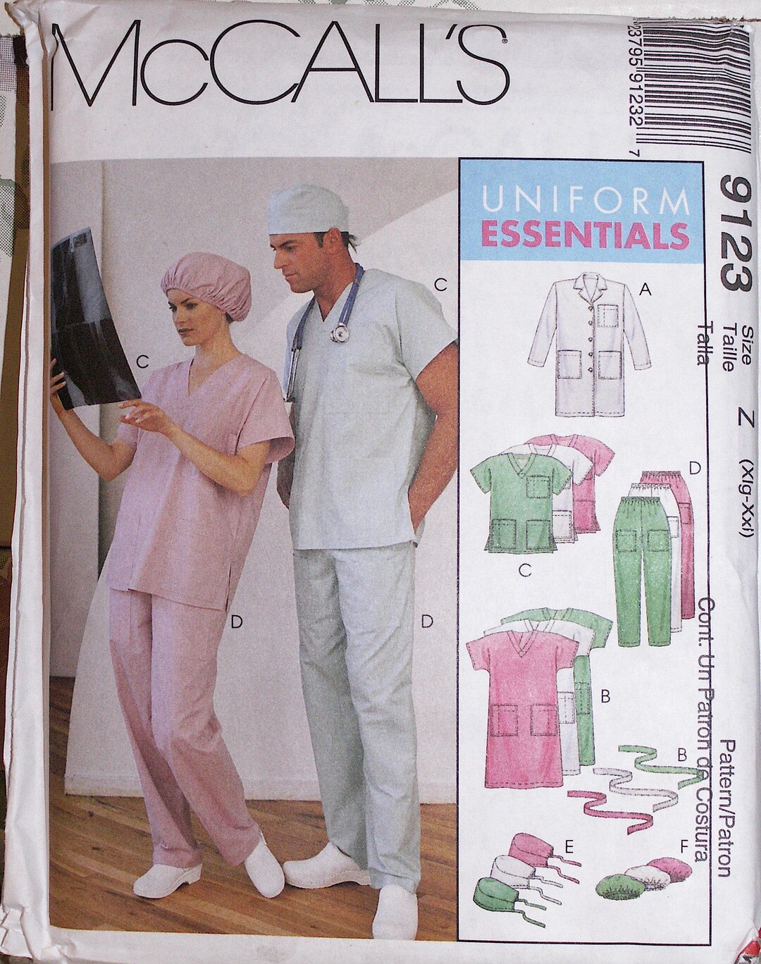 Vintage Mccall's #9123, Unisex Medical SCRUBS Pattern, Men & Women’s Size Xlg-xxlg UNCUT Sewing ...