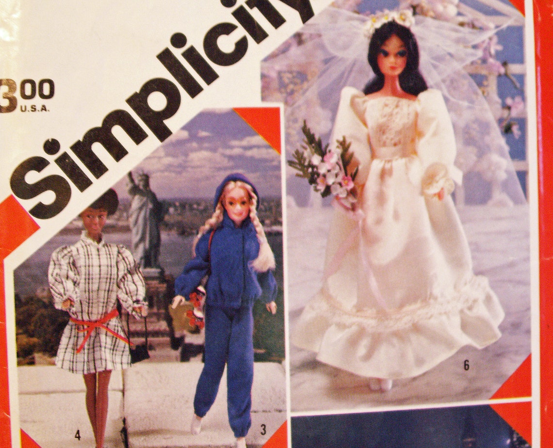 Vintage SIMPLICITY 6097 BARBIE Doll Clothes PATTERN 11.5" Fashion Doll ...