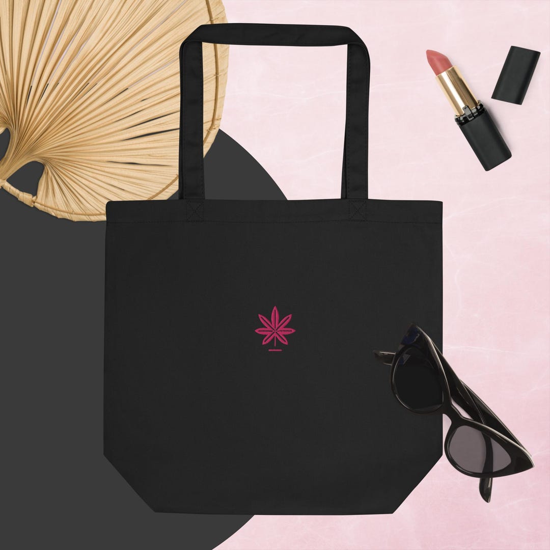 Womens Eco Tote With Pink Marijuana Leaf Organic Cotton Tote Bag ...