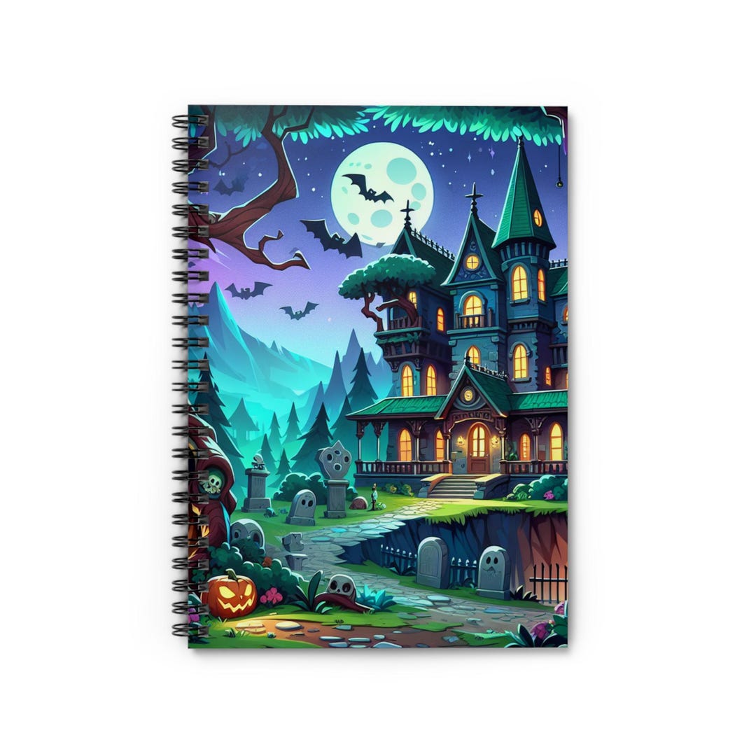 Spooky Gothic Journal, Halloween Notebook, Haunted House Spiral ...