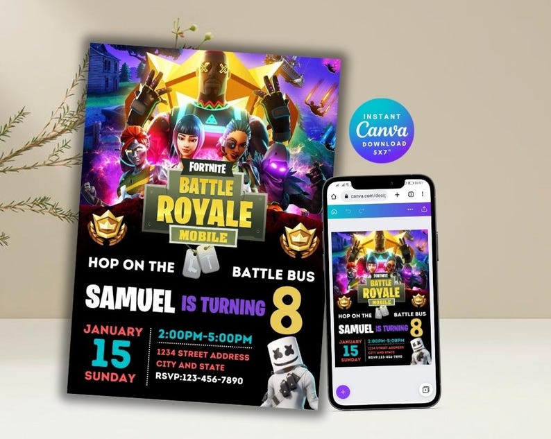 Editable Fort Game Birthday Invitation | Fort Night Birthday Party ...