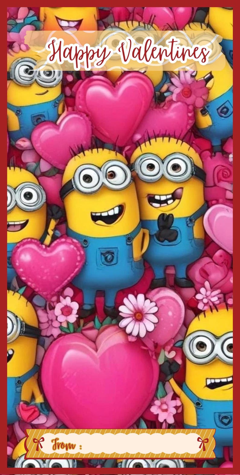 Minions, Kids Valentine Cards, Class Party. Download, Print and Cut. 10 ...