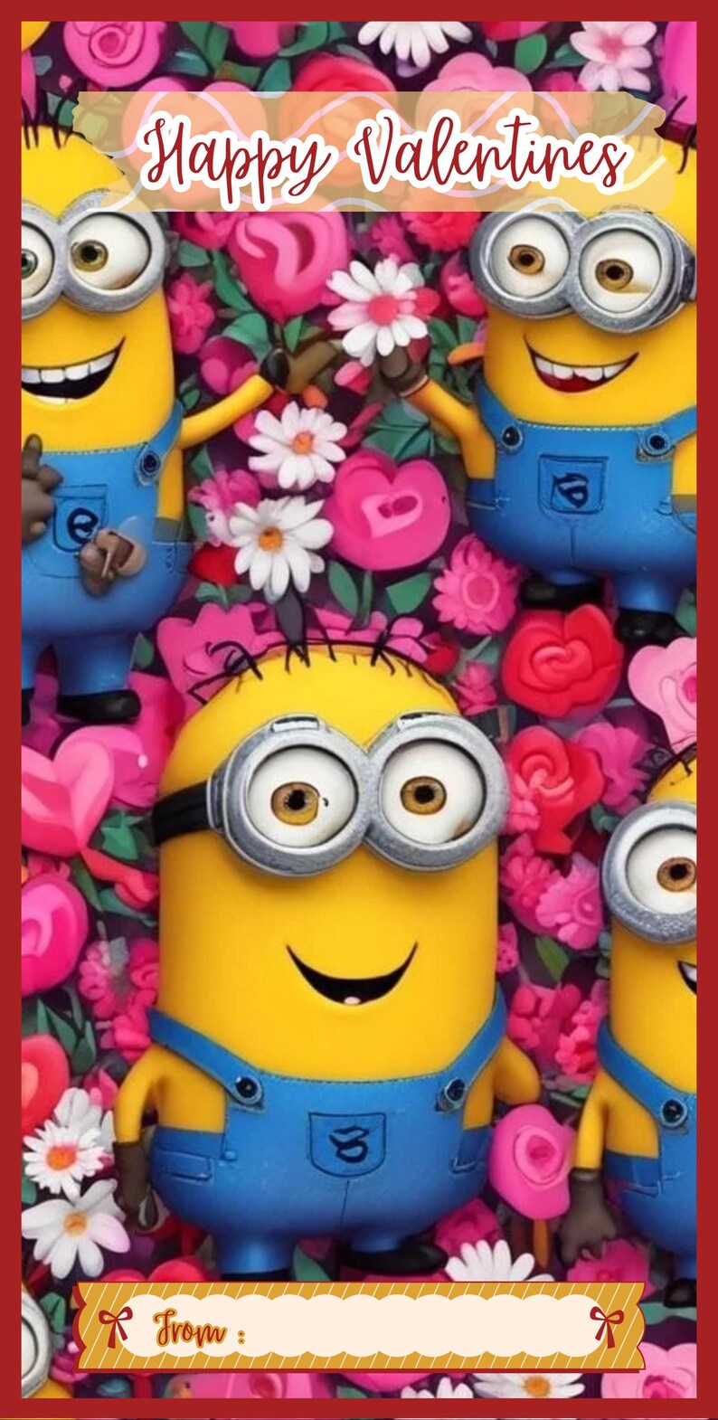 Minions, Kids Valentine Cards, Class Party. Download, Print and Cut. 10 ...