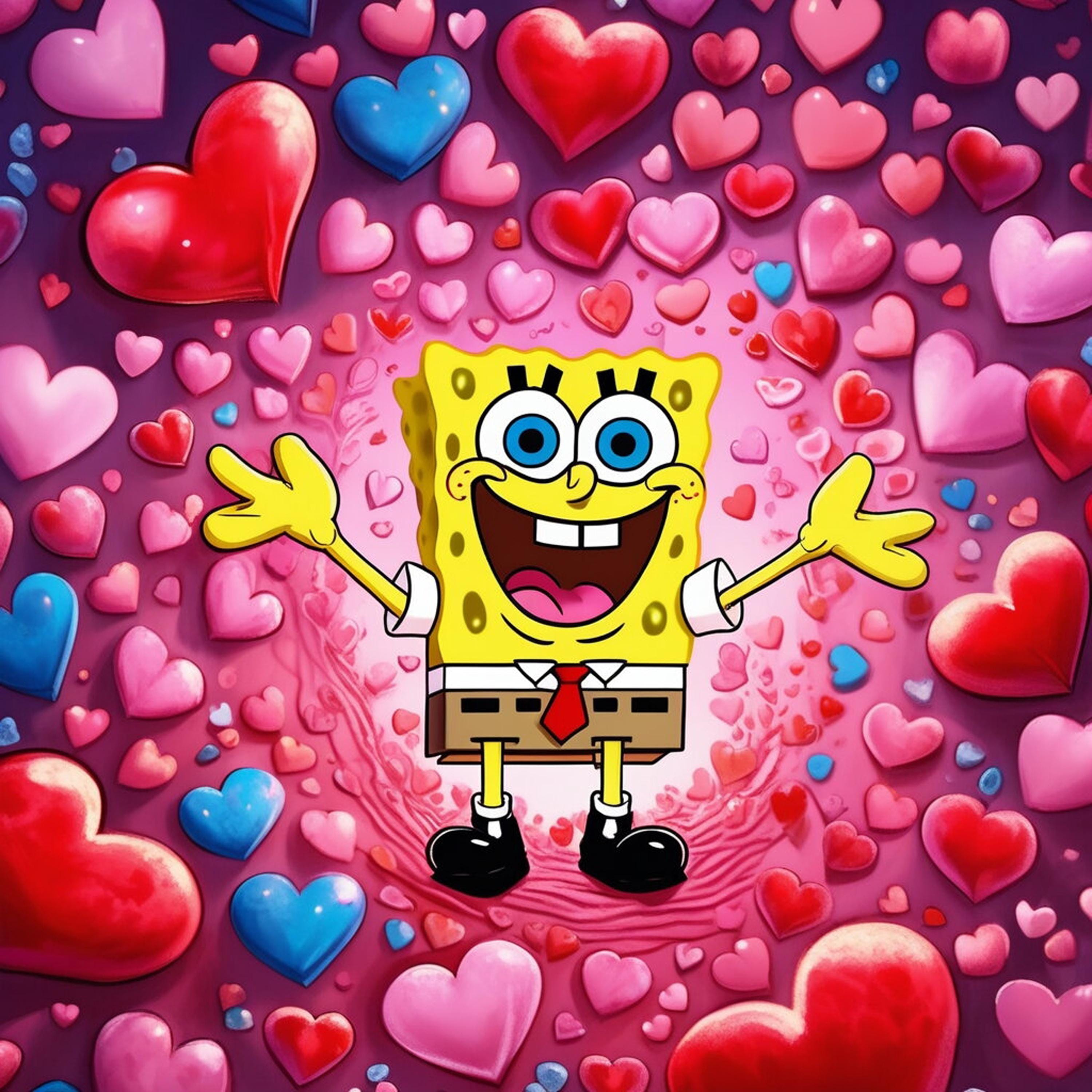 Sponge Bob Valentine PNG Hearts Bundle. 14 Png 6x6 for Sublimation ...