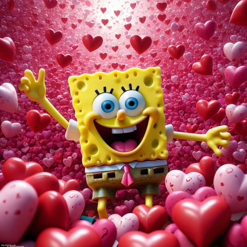 Sponge Bob Valentine PNG Hearts Bundle. 14 Png 6x6 for Sublimation ...