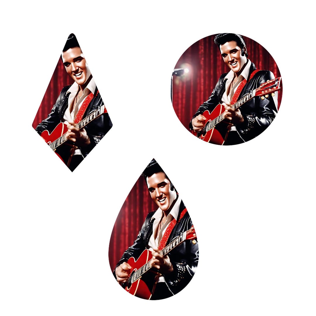 Elvis(a) Earring Png, Bundle Has 3 Designs:round, Teardrop & Diamond ...