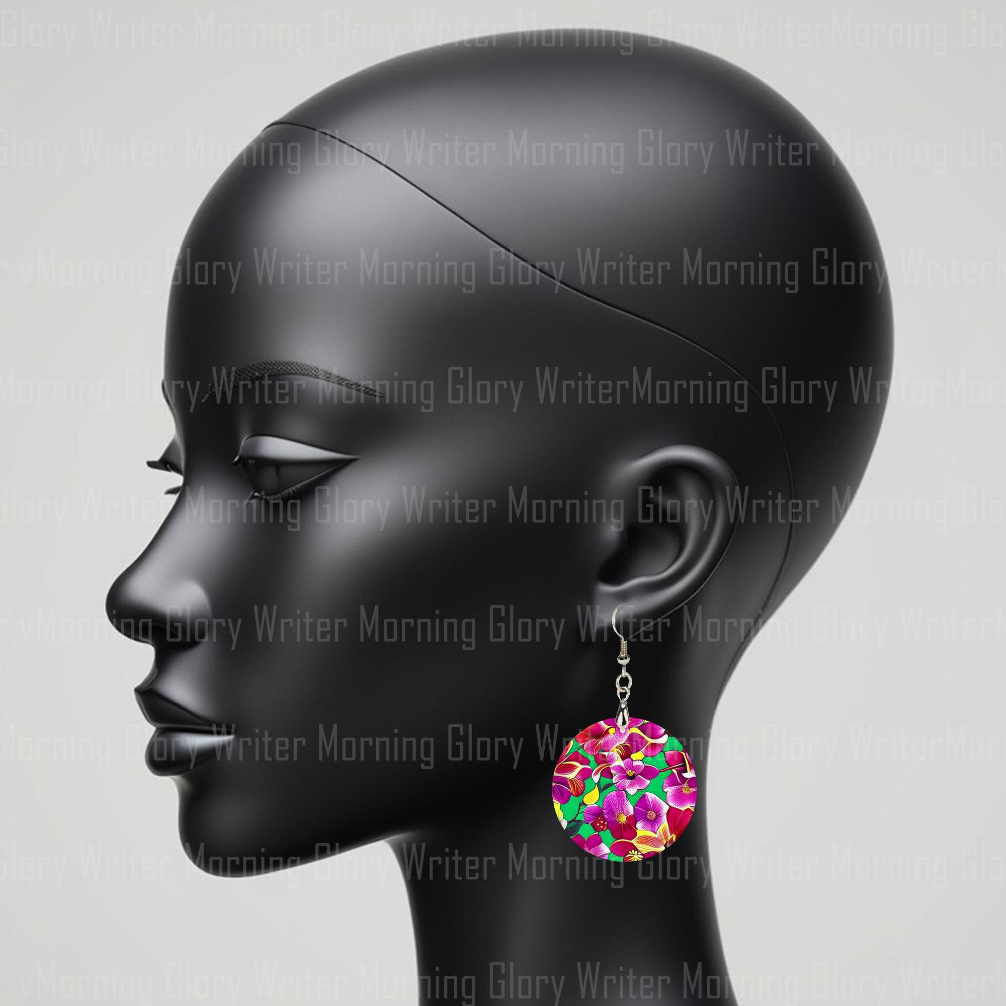 Earring Mockup, Black Mannequin, Round Template (PNG) - Etsy