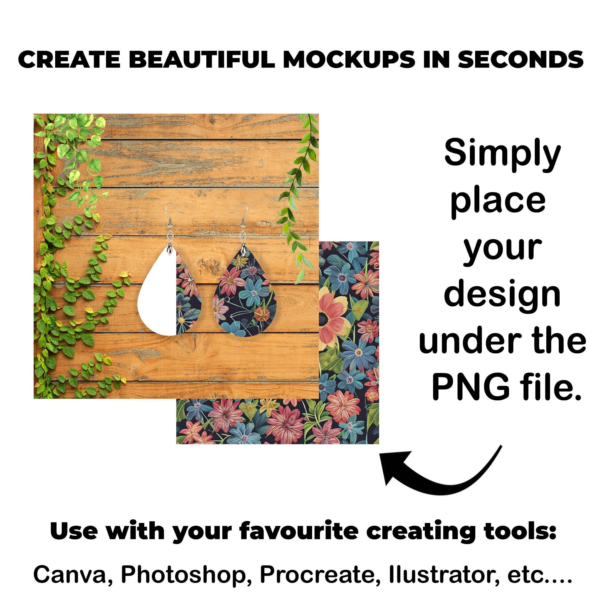 Teardrop Mockup Template for Sublimation, Png Mockup, Easy Mockup, Pair ...