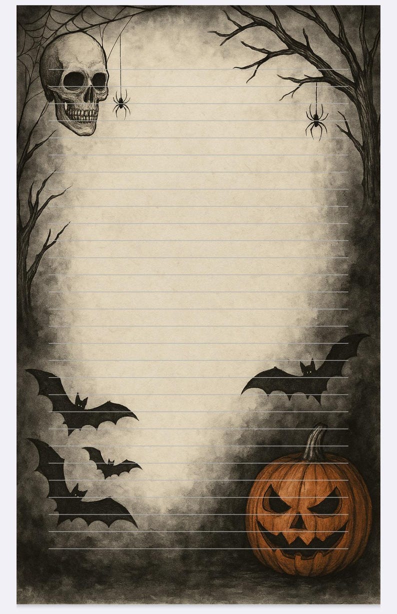 Halloween Writing Paper Bundle: Dark Theme Journal Pages (PDF Download ...