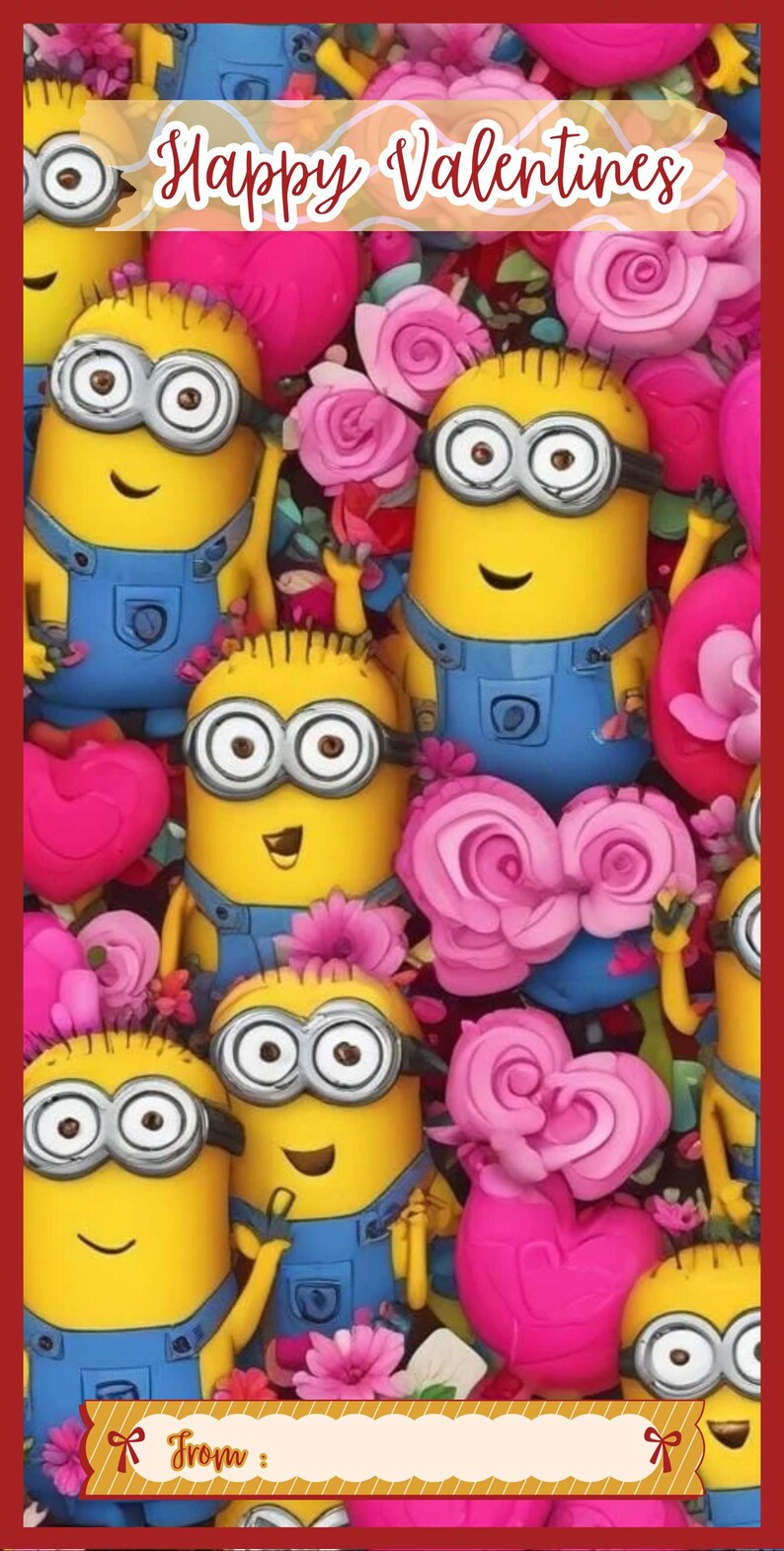 Minions, Kids Valentine Cards, Class Party. Download, Print and Cut. 10 ...