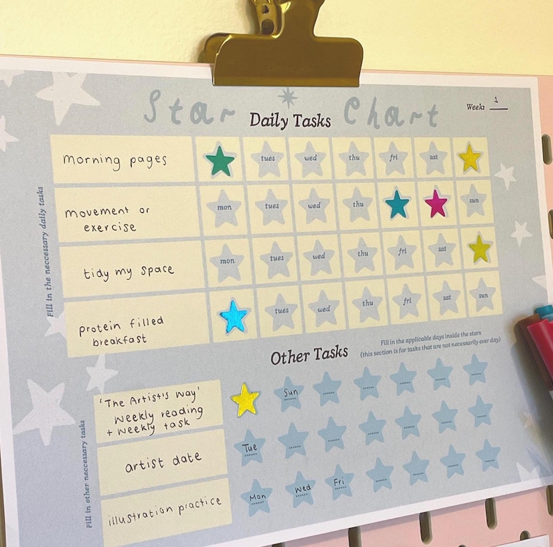 Star Sticker Chart for Kids and Adults | Habit Tracker | Chore Chart ...