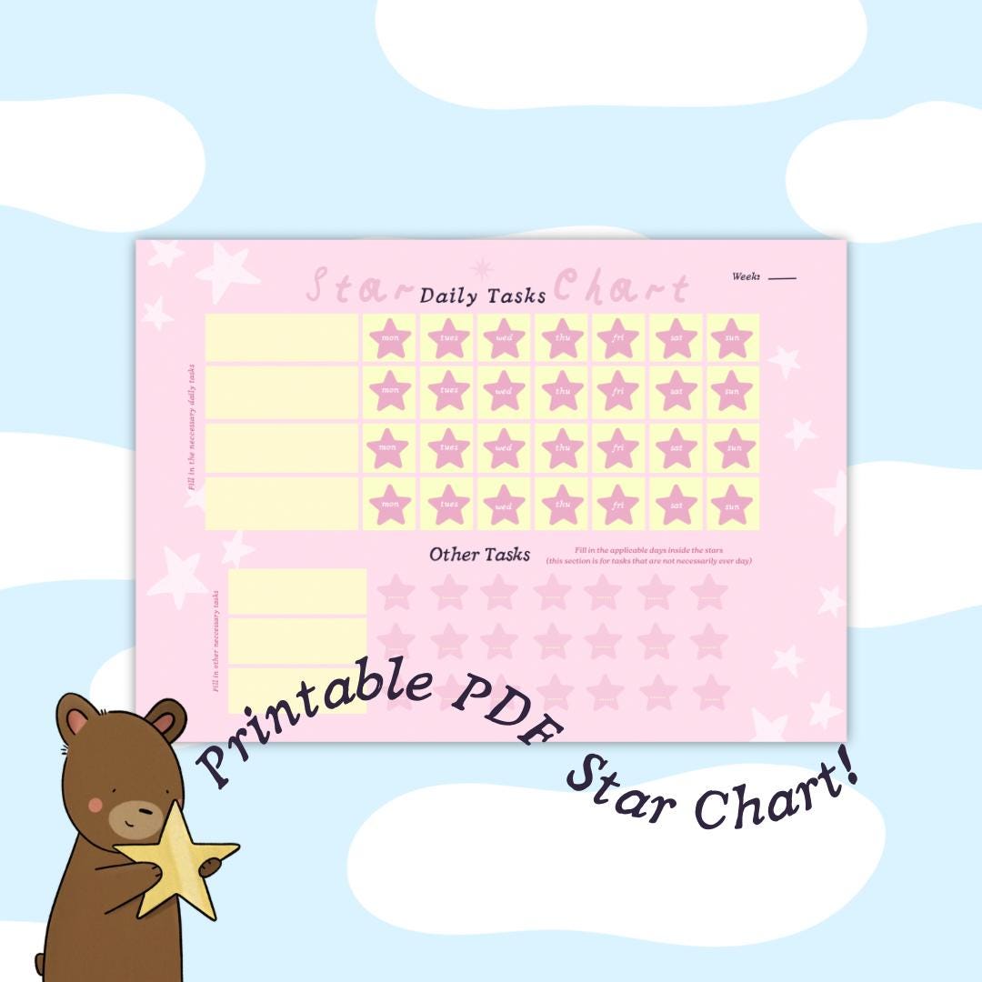 Star Sticker Chart for Kids and Adults | Habit Tracker | Chore Chart ...