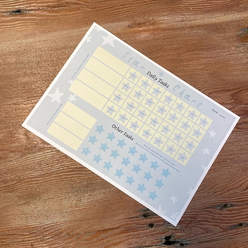 Star Sticker Chart for Kids and Adults | Habit Tracker | Chore Chart ...