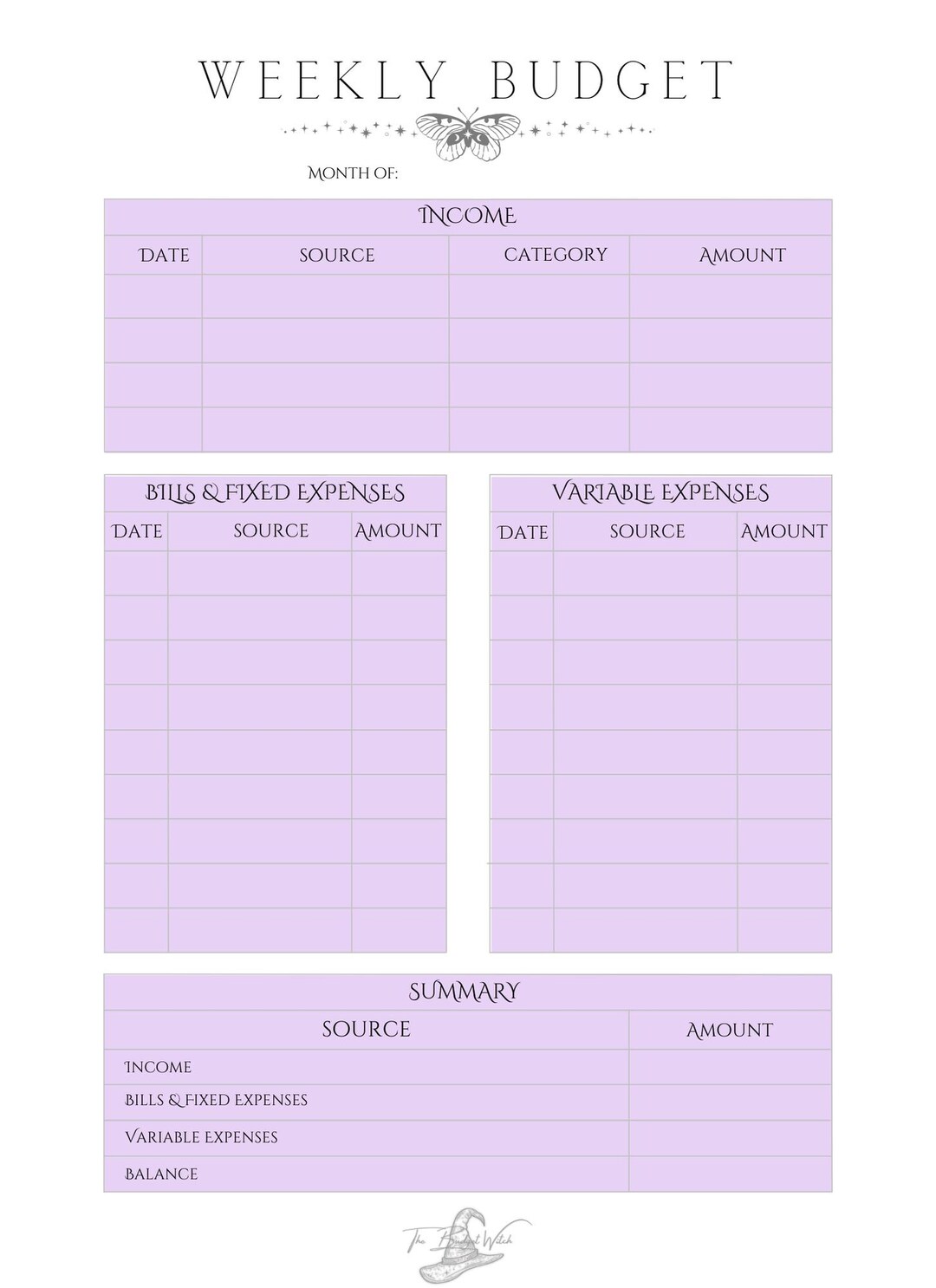 Weekly Budget Planner Template | Digital Download - Etsy