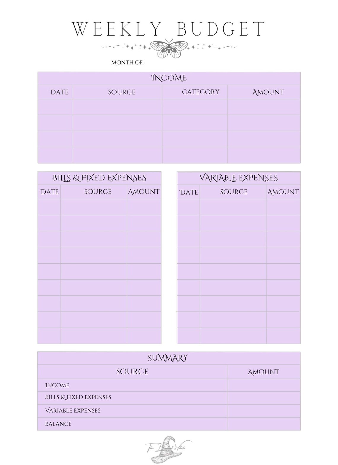 Weekly Budget Planner Template Digital Download - Etsy