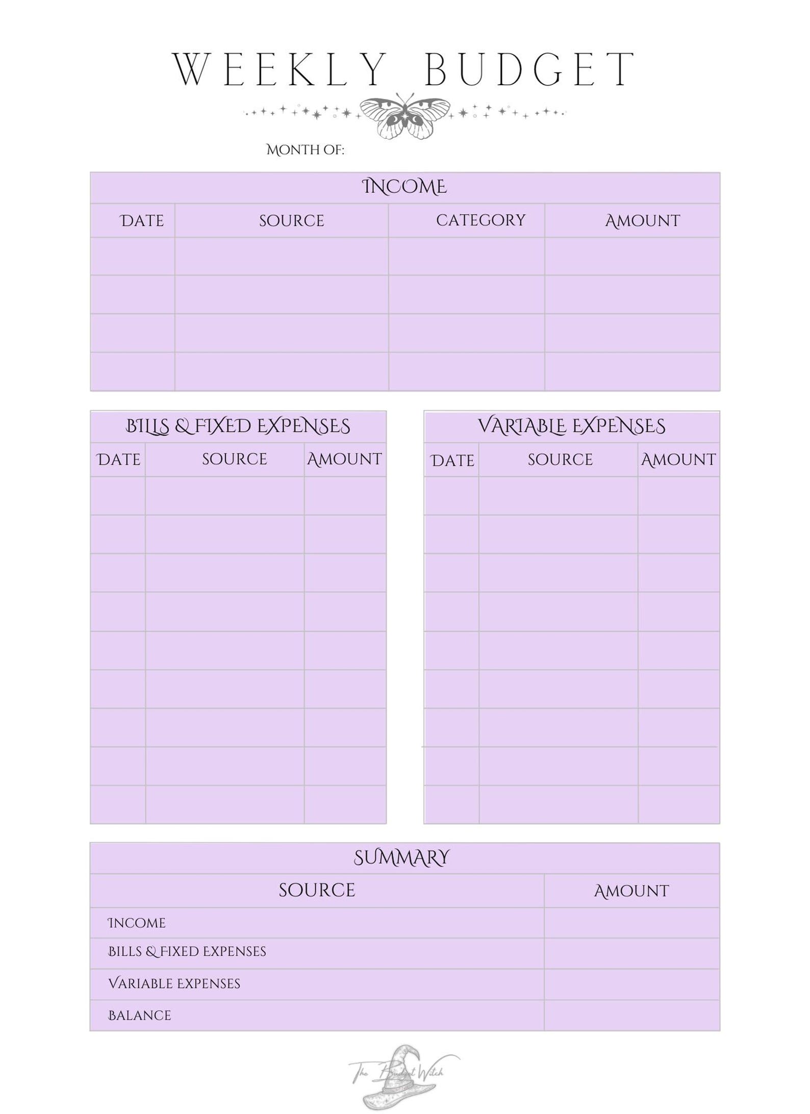 Weekly Budget Planner Template Digital Download - Etsy