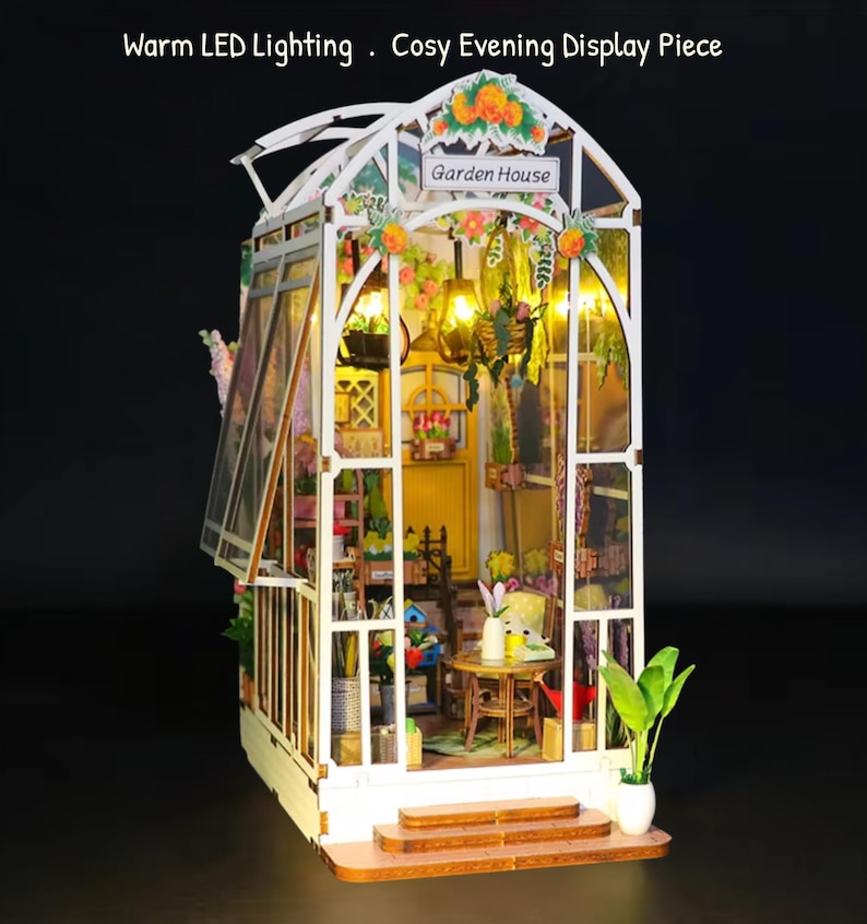Flower Garden Book Nook Kit – Miniature Greenhouse With LED Lights - Etsy