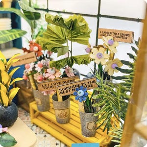 Sunflower Miniature Greenhouse Kit, DIY Flower House Wooden Model (1:24 ...