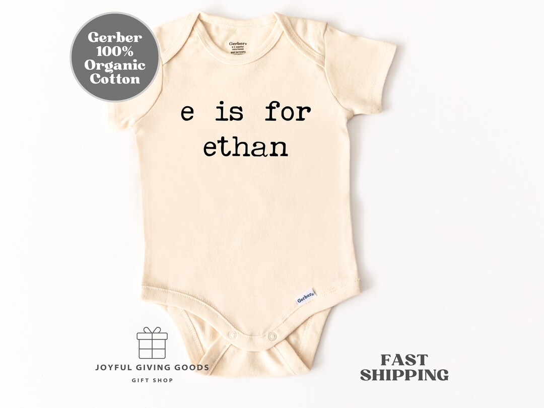 Personalized Letter is for Name Gerber Organic Cotton Onesie Baby Boy ...