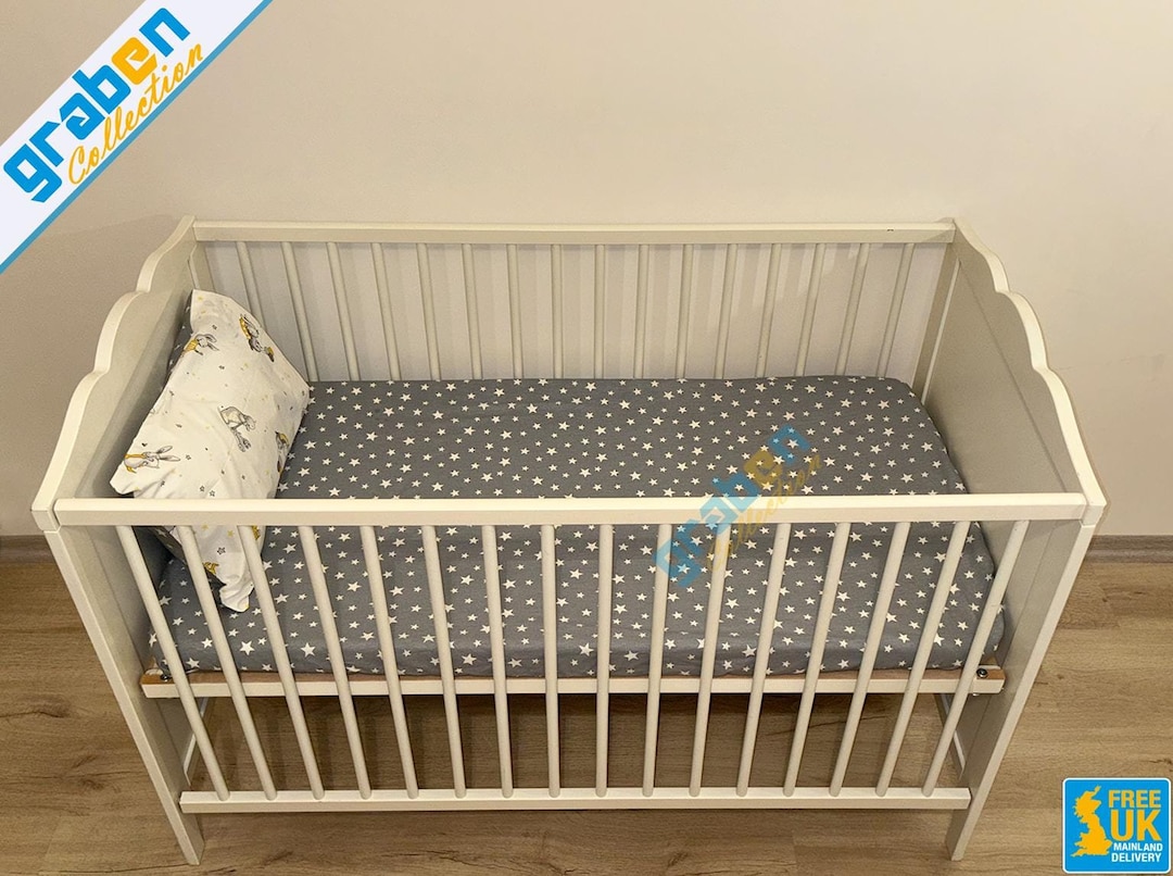 100% Cotton Poplin Fitted Sheet & Pillowcase Set for Cot Travel Cot ...