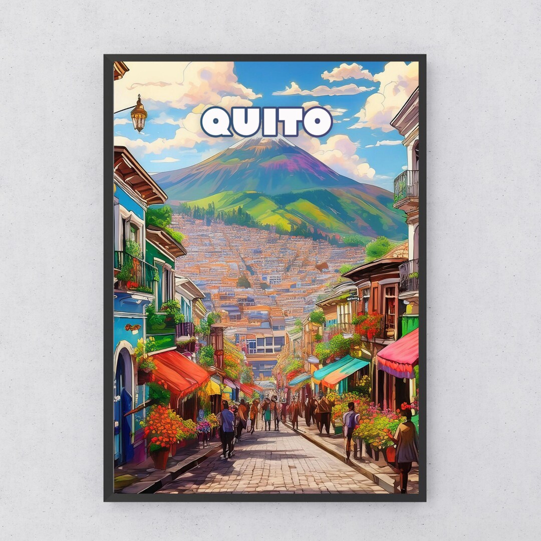 Vintage Poster Quito Rolled Posters, Travel Decor, Andes City Print ...