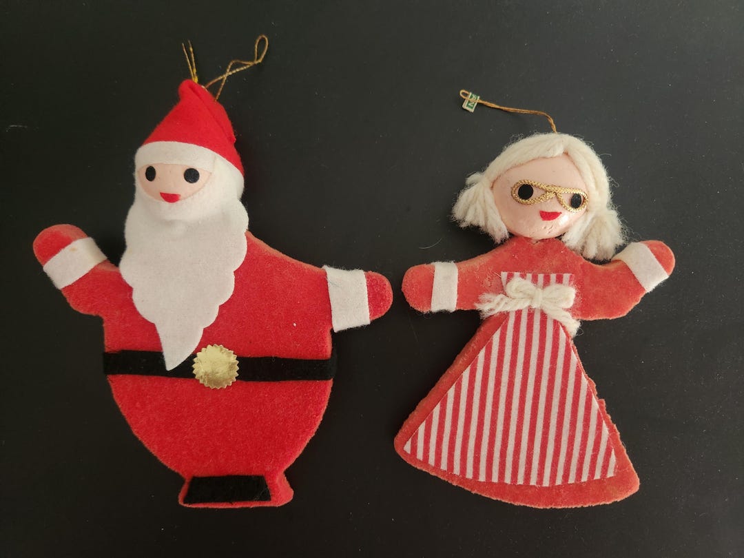 Vintage Santa and Mrs. Claus Styrofoam Christmas Ornaments - Etsy