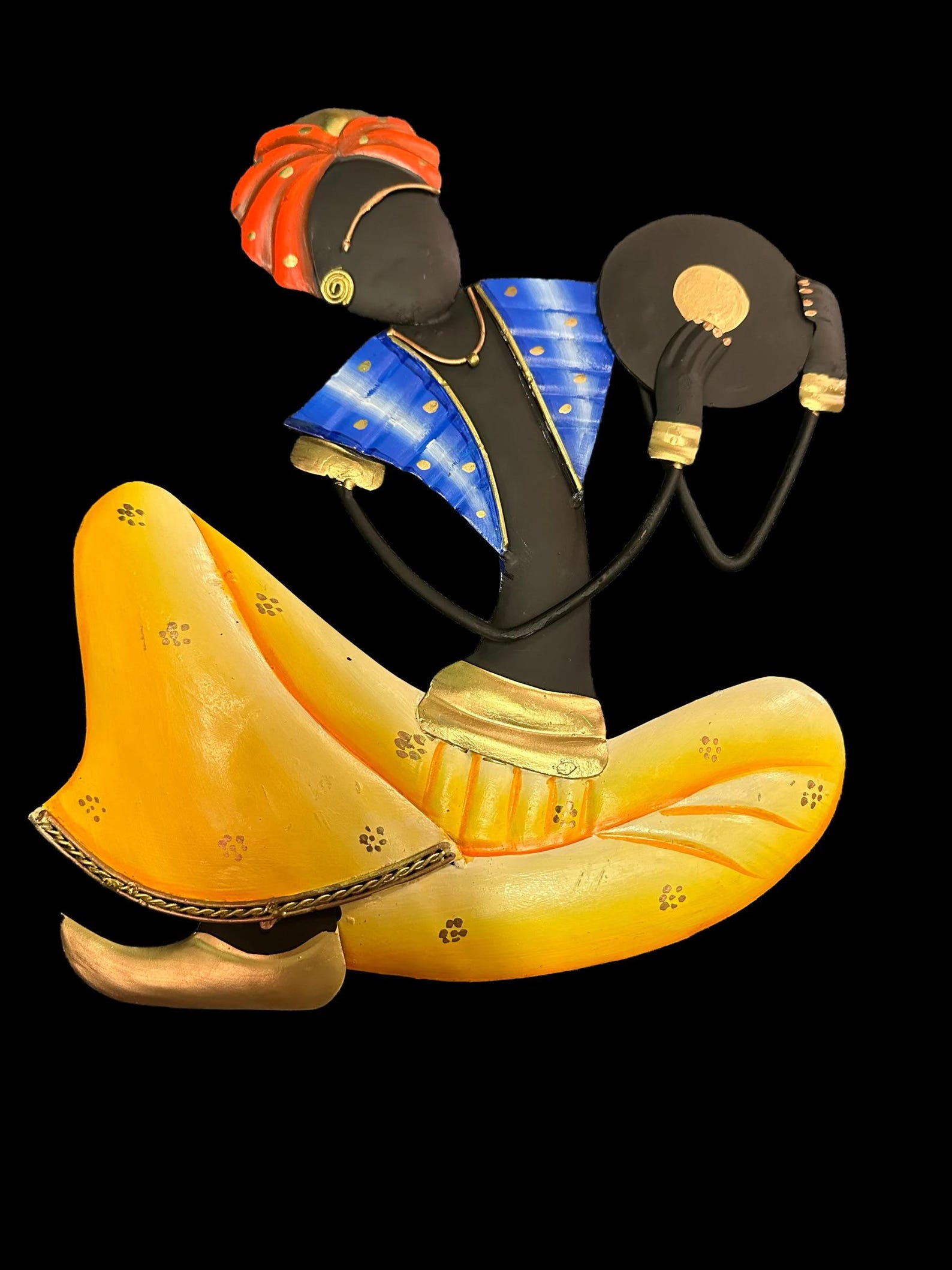 Set of 4 Traditional Man Playing Musical Instrument Handmade Wall ...