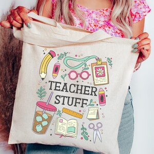 Teacher Stuff Tote Bag, Teacher Gift Tote, Teacher Appreciation Gift ...