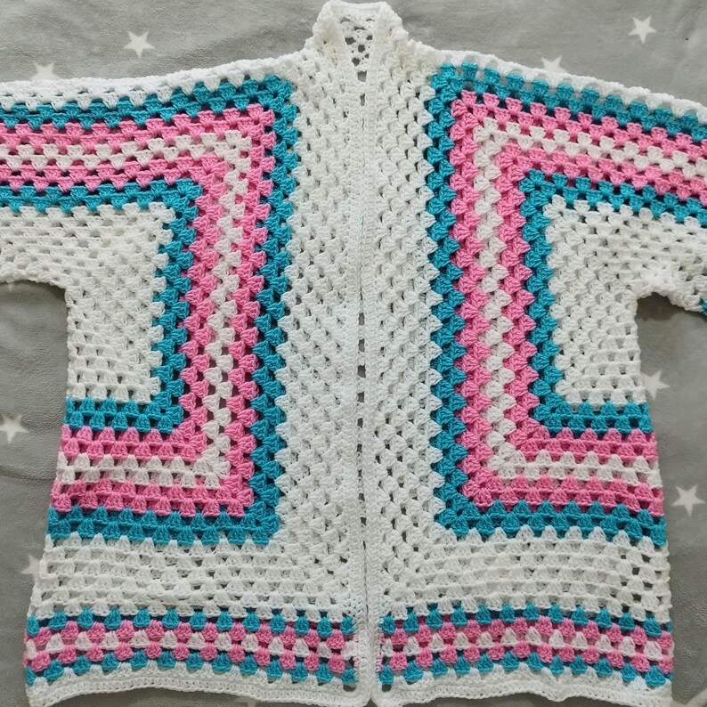 LGBTQ Pride Transgender Flag Crochet Hexagon Cardigan Handmade M L XL ...
