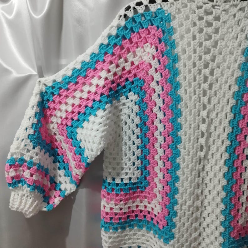LGBTQ Pride Transgender Flag Crochet Hexagon Cardigan Handmade M L XL ...