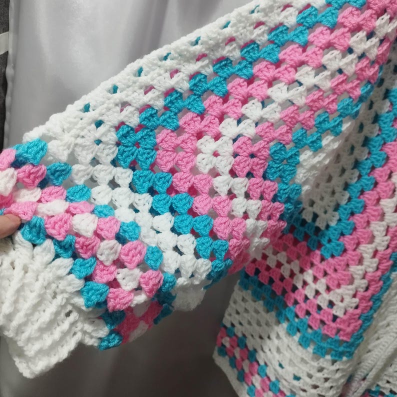 LGBTQ Pride Transgender Flag Crochet Hexagon Cardigan Handmade M L XL ...