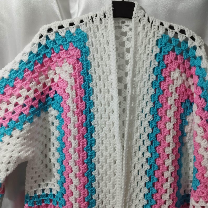 LGBTQ Pride Transgender Flag Crochet Hexagon Cardigan Handmade M L XL ...
