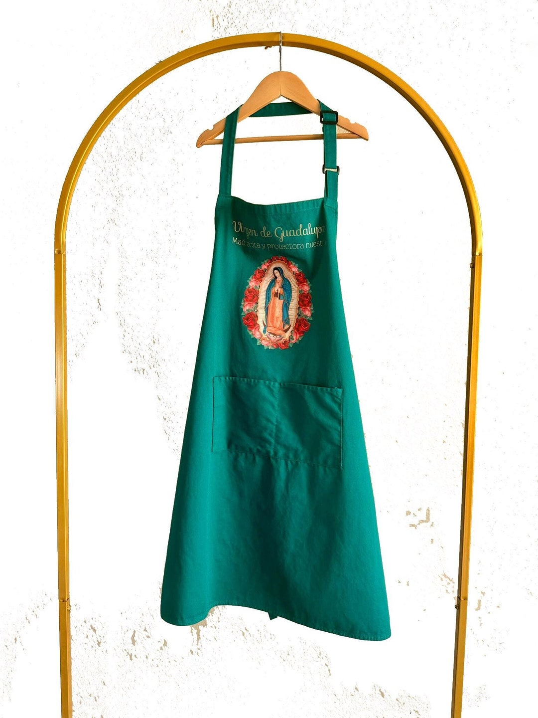 Virgin Mary of Guadalupe Apron | Mexican Catholic Virgin | Green Apron ...